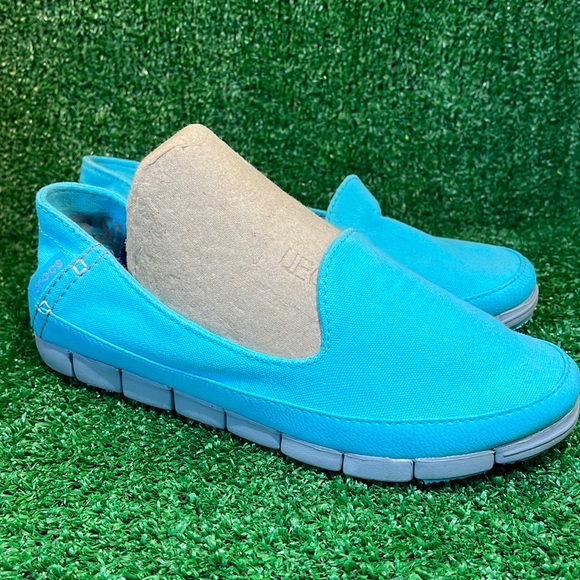 CROCS | Shoes | Crocs Stretch Sole Skimmer Loafer Shoe Blue Teal Womens ...